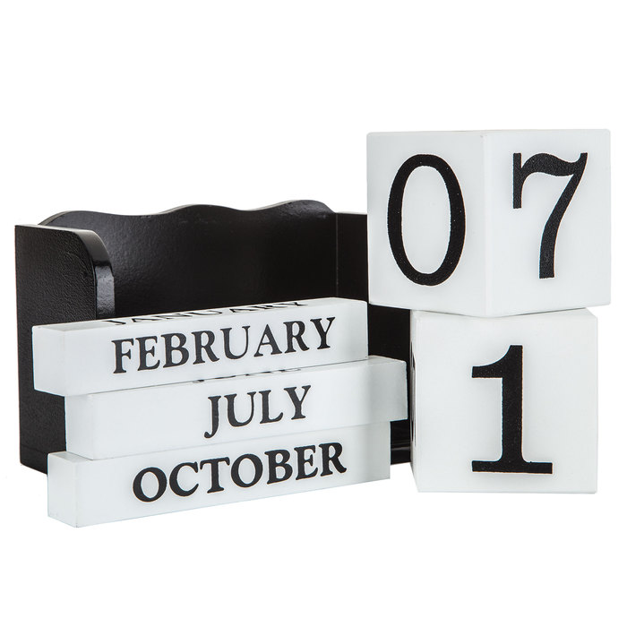 Black & White Wood Calendar Block Decor | Hobby Lobby | 235986